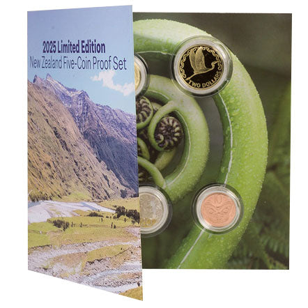2025 NZ Annual 5-coin Proof Coin Set – Melbourne Coins & Collectables Company